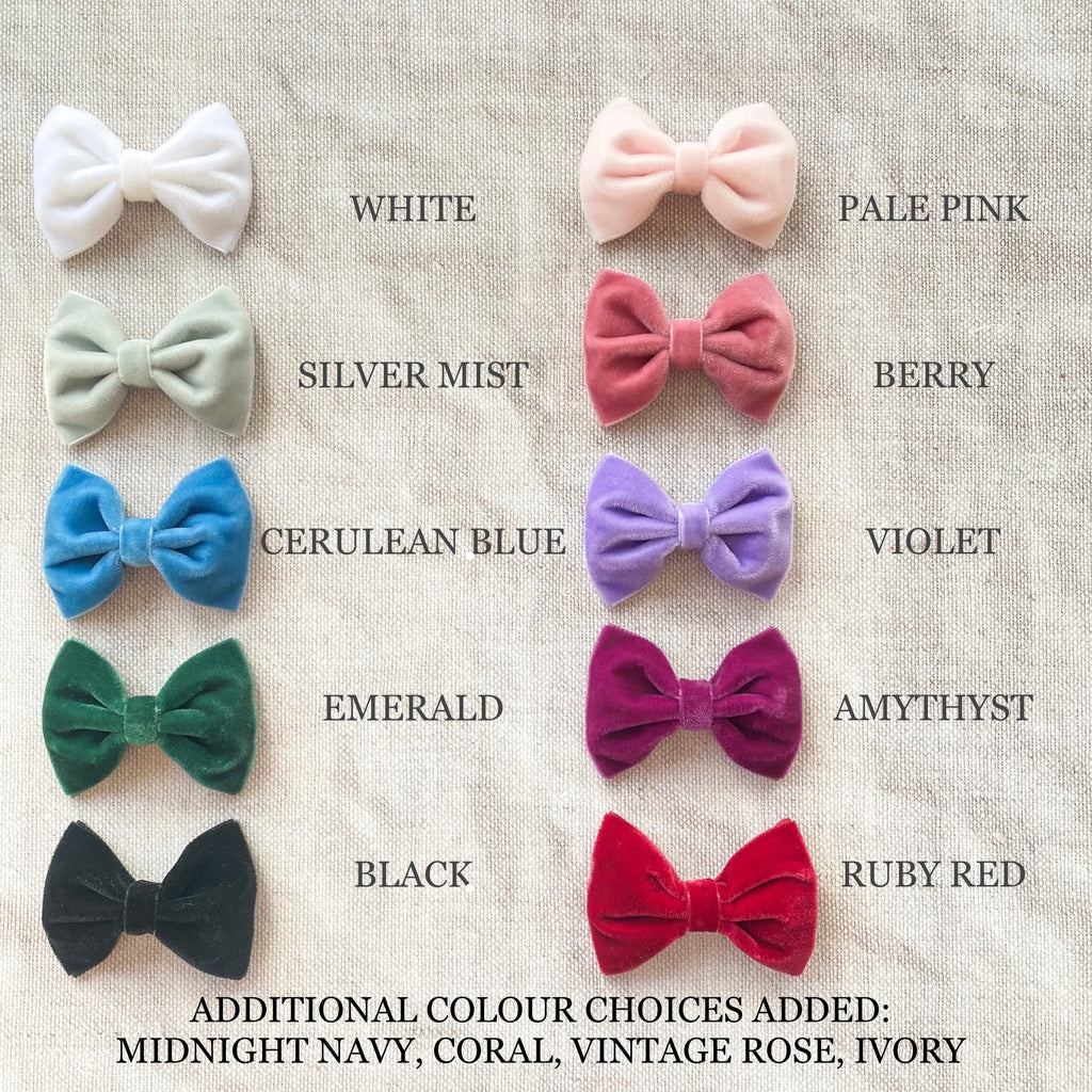 Velvet Bow Hair Clip Set, mini velvet hair bows, Velvet Hair Bow Clips ...